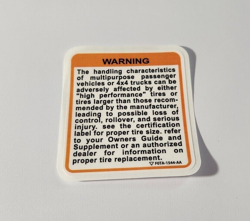 Door Jamb Data Decals 90-02 Ford F150 F series Bronco Truck CALIBRATION ...