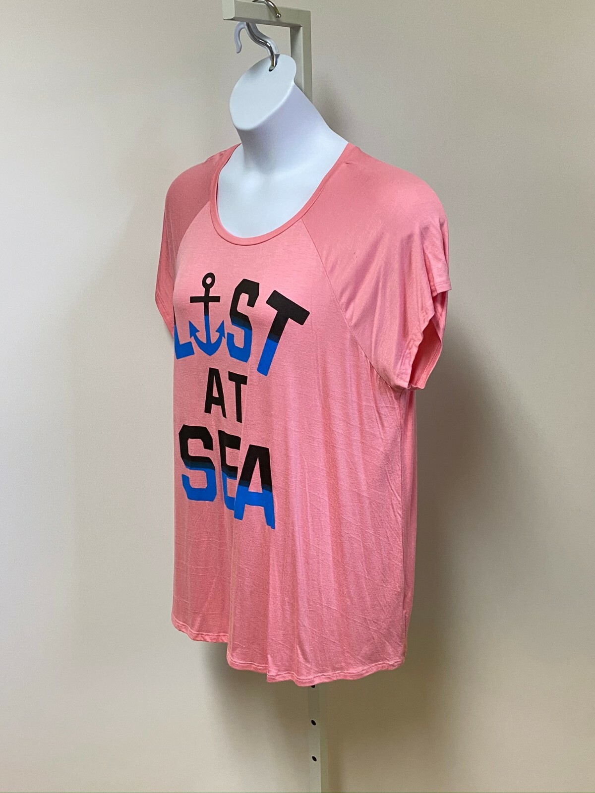 Women's Pink Nautical Anchor Graphic T-Shirt Plus Size 0XL 1XL 2XL Lost ...