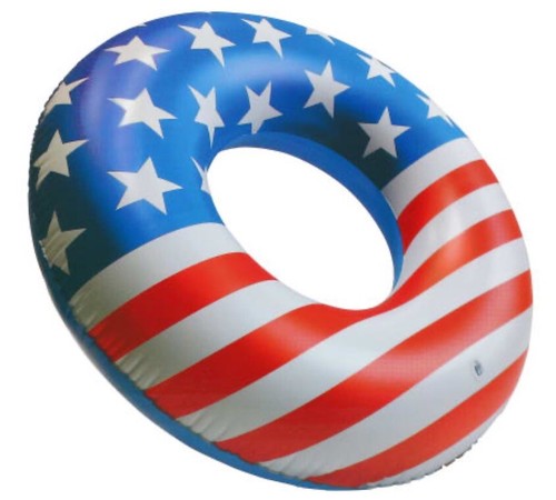BIG American Flag Patriotic Round Summer Pool Float Tube 40x10.25 ...