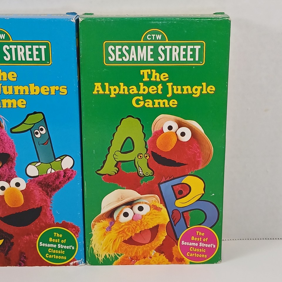 3 VHS Sesame Street Elmo Alphabet Jungle Game, Great Numbers Game, Best ...