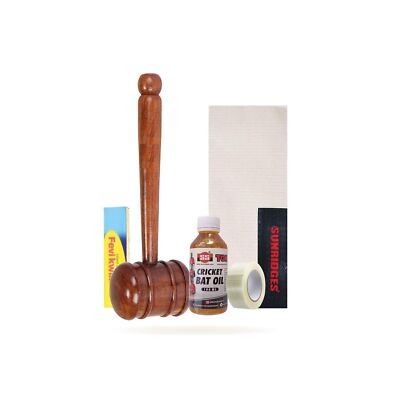 Cricket Bat Care Kit 1 Bat Mallet Oil 100ml Fevikwik Tape & Scuff Sheet ...