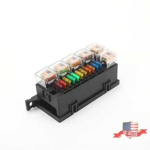 12V 80A Universal 11-way FUSE RELAY BOX Block Holder & 6Pcs Relays For ...
