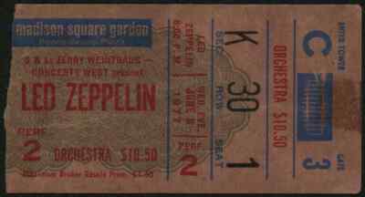LED ZEPPELIN 1977 Concert Ticket Stub NYC Madison Square Garden | eBay