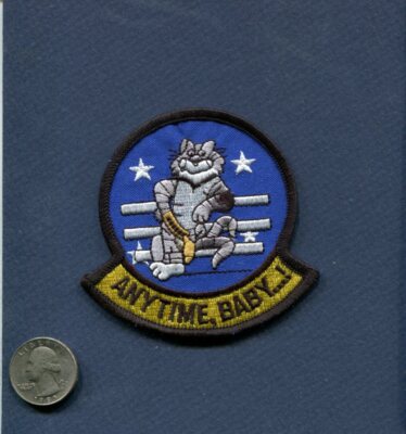 ANYTIME BABY US NAVY Grumman F-14 TOMCAT VF Fighter Squadron Shoulder ...