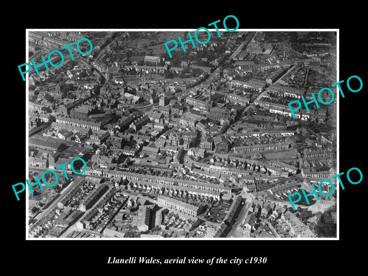 OLD 8x6 HISTORIC PHOTO OF LLANELLI WALES AERIAL VIEW OF THE CITY c1930 ...