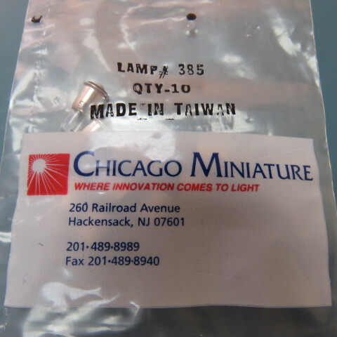CHICAGO MINIATURE CM 385 Qty of 50 per Lot LAMP, INCANDESCENT, AMP 28V ...