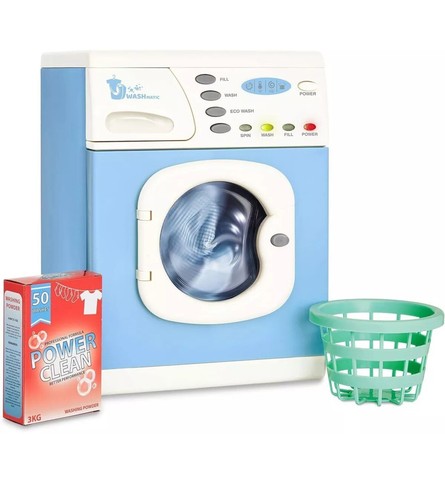 Casdon Blue Electronic Washer Toy Washing Machine with Spinning Drum ...