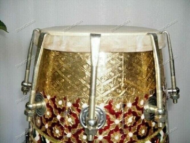 Handmade MeenaKari Work Wooden Nuts N Bolt Dholak Musical Instrument ...