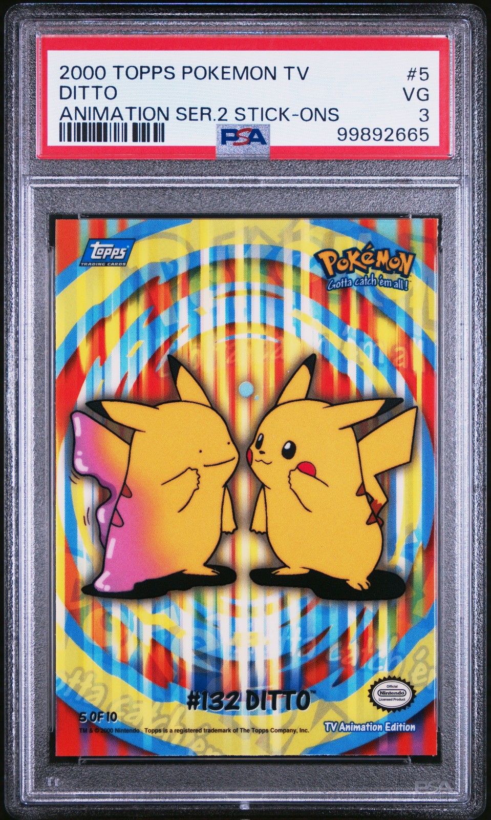 2000 TOPPS POKEMON TV ANIMATION SER 2 STICK-ONS #5 DITTO PSA 3 | eBay