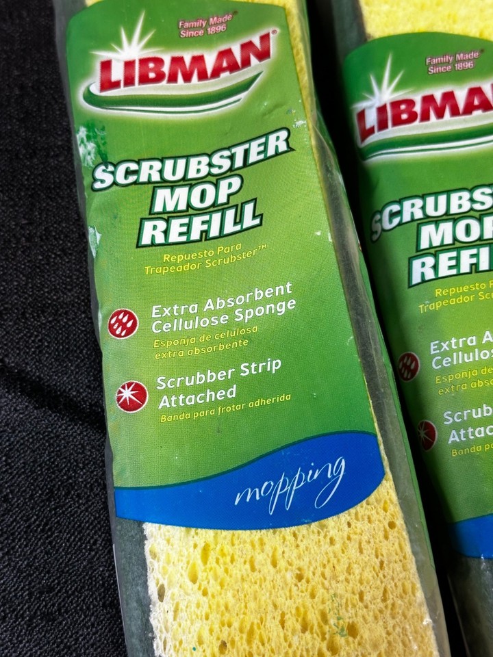 2 Libman Scrubster Mop Refill #103 Extra Absorbent Cellulose Sponge ...