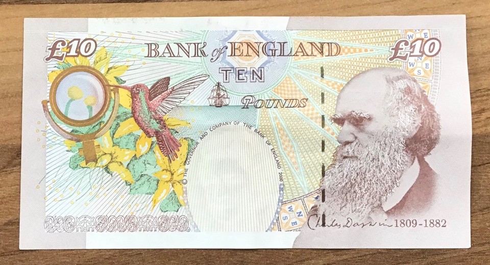 CHARLES DARWIN £10 TEN POUND BANKNOTE WITHDRAWN DELETED OLD NOTE BOE ...