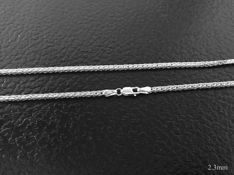 Square Wheat Chain Real 14K Yellow White Gold Spiga Necklace Italy Men ...