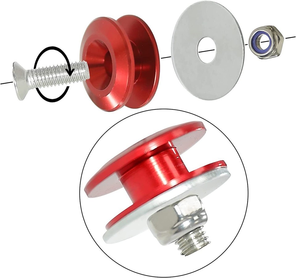 Red Aluminum JDM Quick Release Fasteners Bumper Car Trunk Fender Hatch ...
