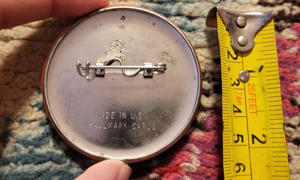 Rare vintage Santa Claus with Pipe Hallmark Merry Christmas pin button ...