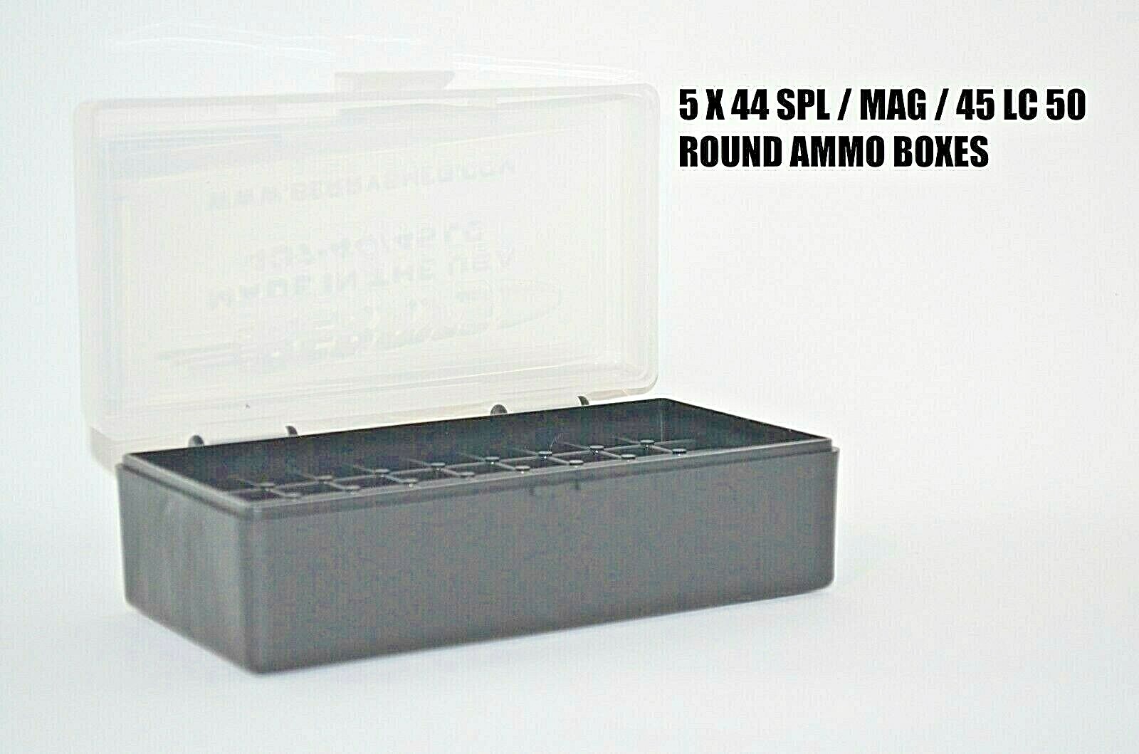 5 x BERRY'S PLASTIC STORAGE AMMO BOX CLEAR COLOR 44 SPL / MAG / 45 LC ...