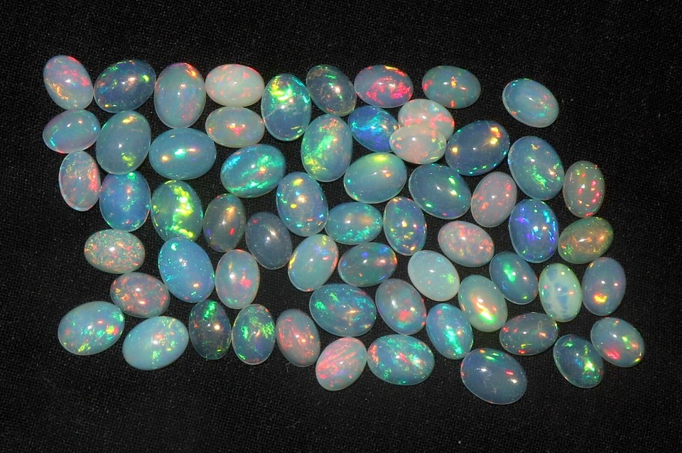 Natural Ethiopian fire opal cabochon oval shape opal white opal loose ...