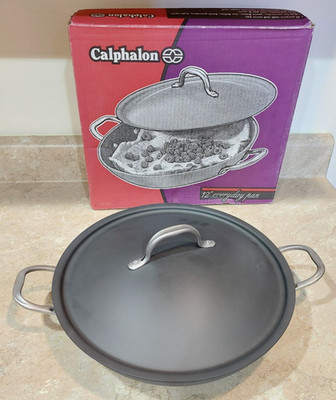 CALPHALON D1382 12" EVERYDAY PAN WITH LID HARD ANODIZED ALUMINUM W ...