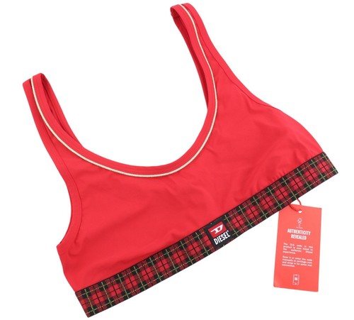 Diesel Ufsb-Lizzys Womens Bra S Sleeveless Round Neck Front Tartan ...