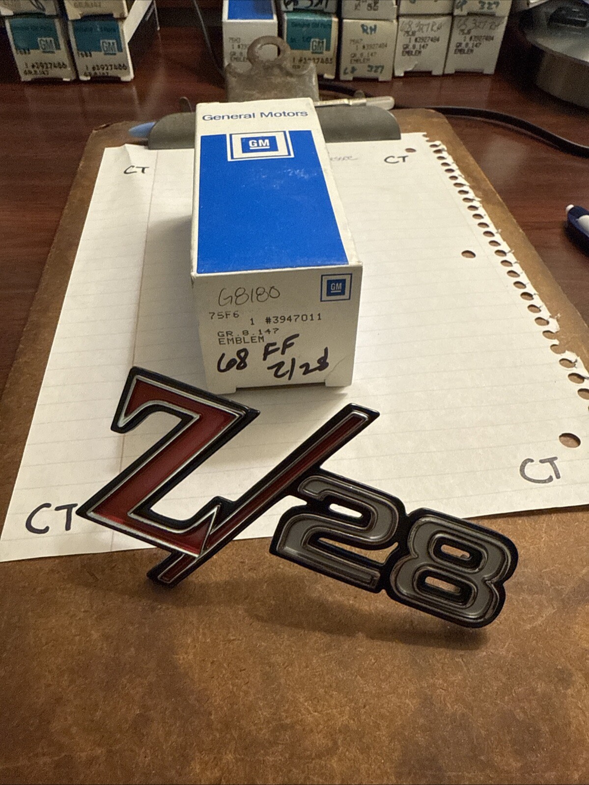 NOS Genuine Vintage OEM GM 1968 CHEVY CAMARO Z28 FENDER EMBLEM 3947011 ...