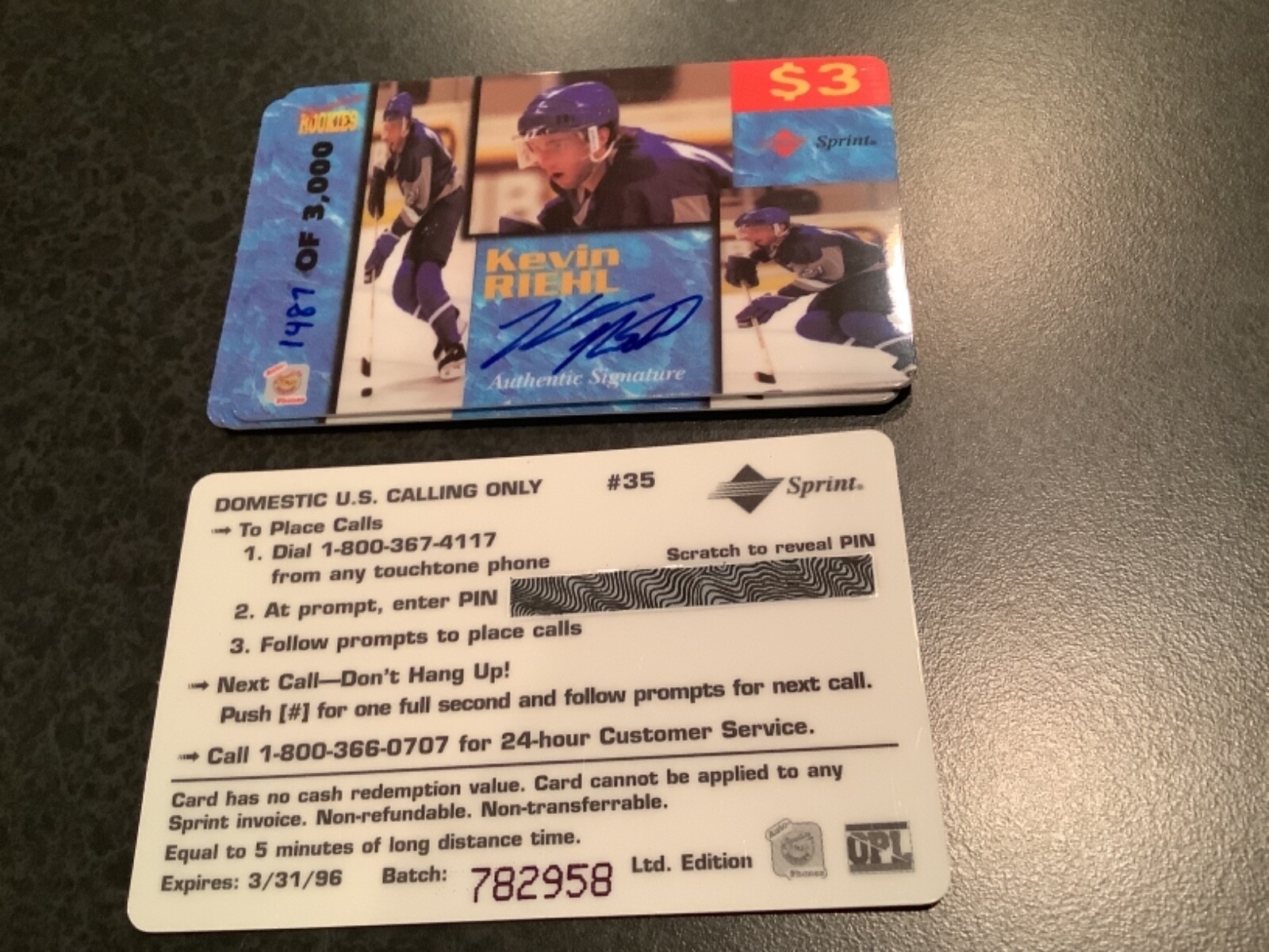 Kevin Riehl #35 1995 Signature Rookies Hockey Auto-Phonex Certified ...