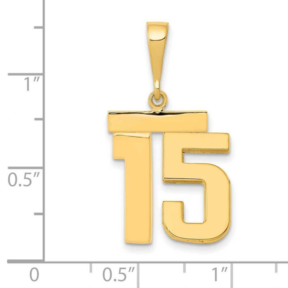 14K Gold Medium Polished Number 15 Charm | eBay