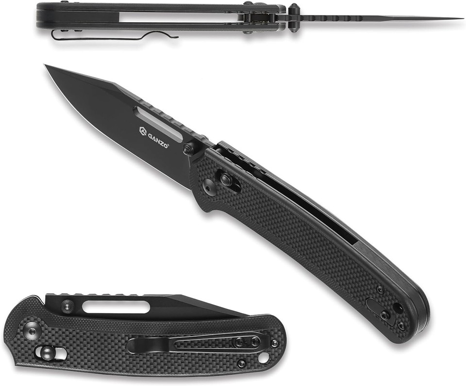 Ganzo G768PT-BK EDC Folding Pocket Knife Razor Sharp D2 Stainless Steel ...