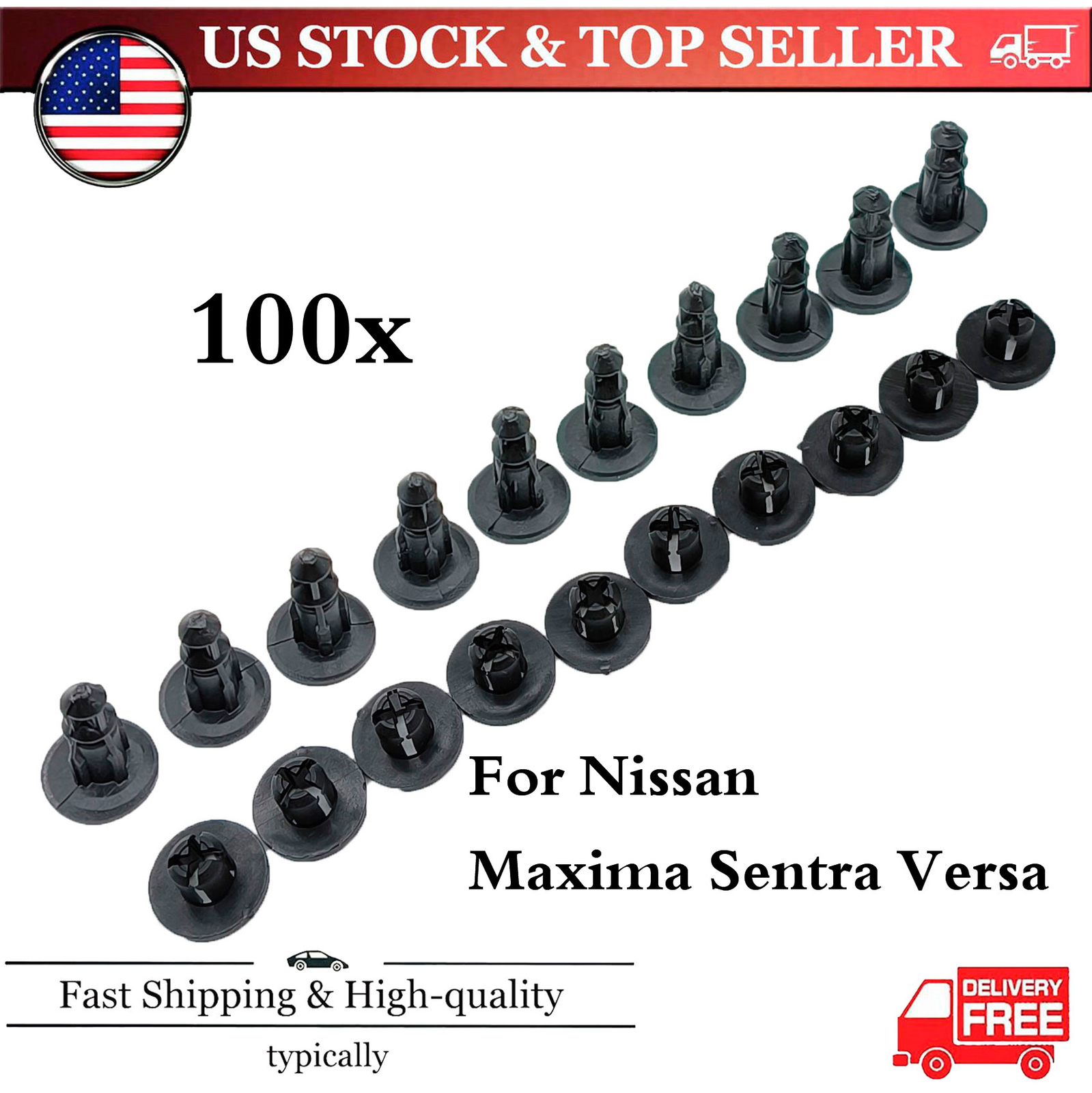 100x Bumper Clip Push Retainer Fits Nissan Maxima Sentra Versa 01553 ...
