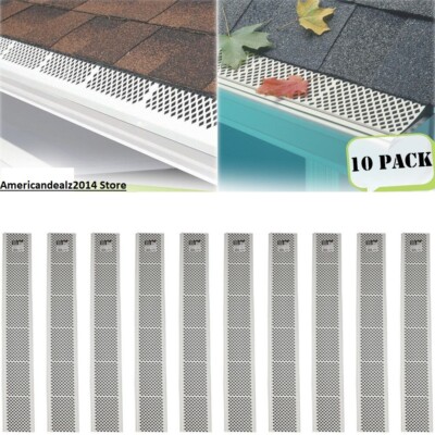 1-10 PACK OF SNAP-IN WHITE GUTTER GUARD COVER SCREEN DEBRIS LEAF ...