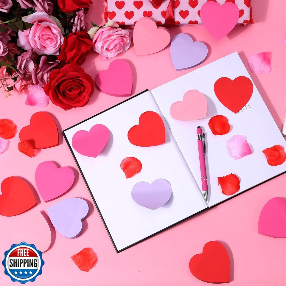 1200 Sheets Heart Sticky Notes, Heart Shaped Sticky Notes Cute Post ...