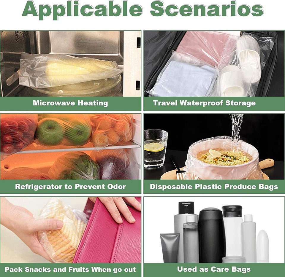 4 Rolls Clear Plastic Produce Bags 12x16" Grocery Kitchen Vegetable ...