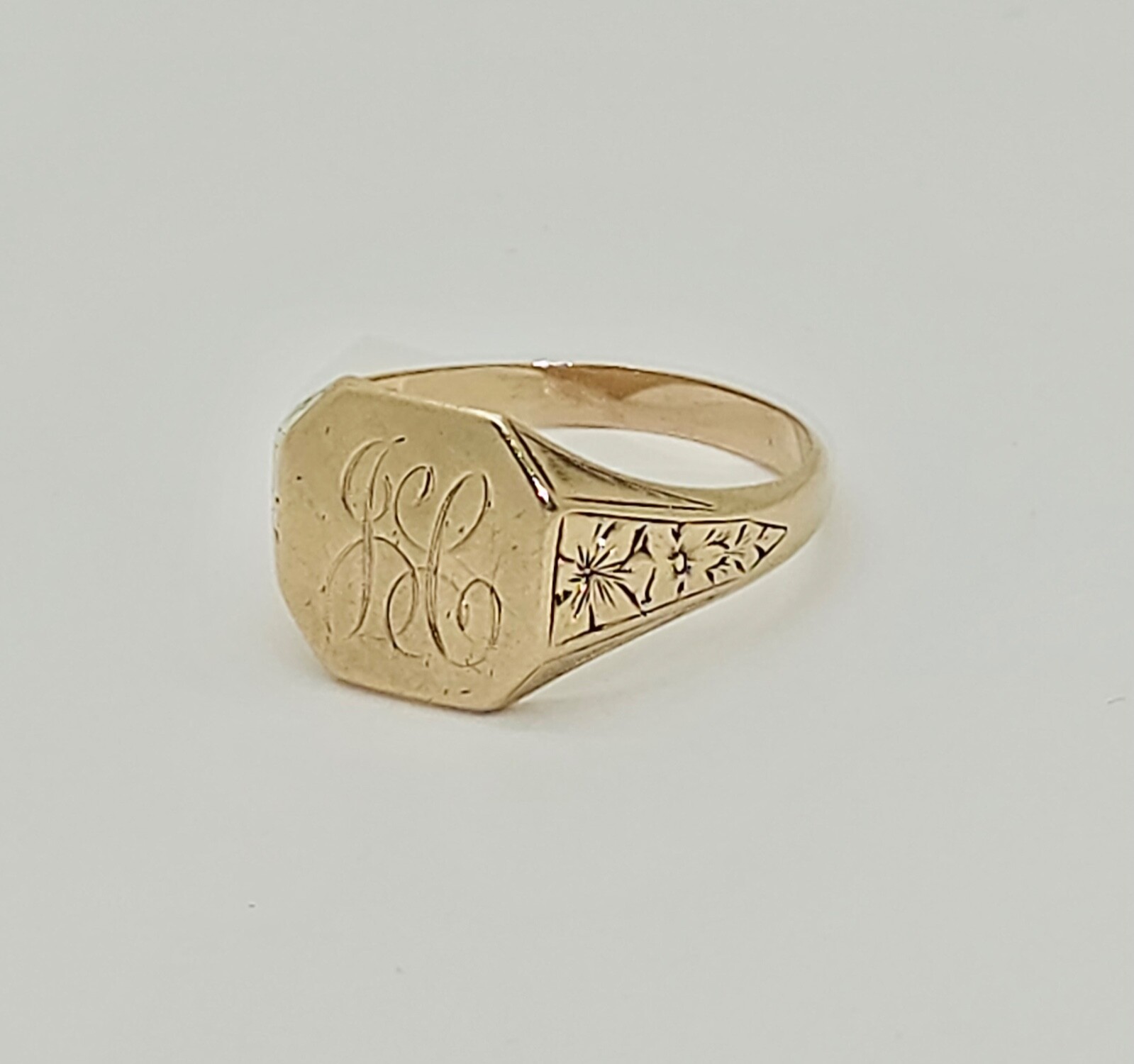J.R.WOOD ART NOUVEAU 14K SOLID GOLD 'JC' SIGNET RING,8.5 | eBay