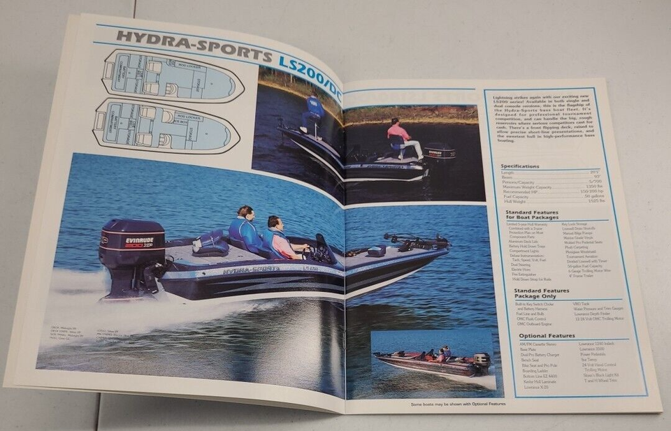 Vintage 1993 Hydra Sports Boats Sales Brochure Color Schemes Trailers ...