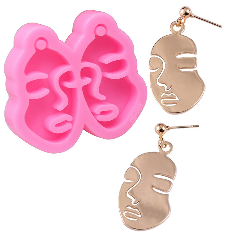 Abstract Face Shape Earring Mold Resin Silicone DIY Epoxy Mould Decor ...