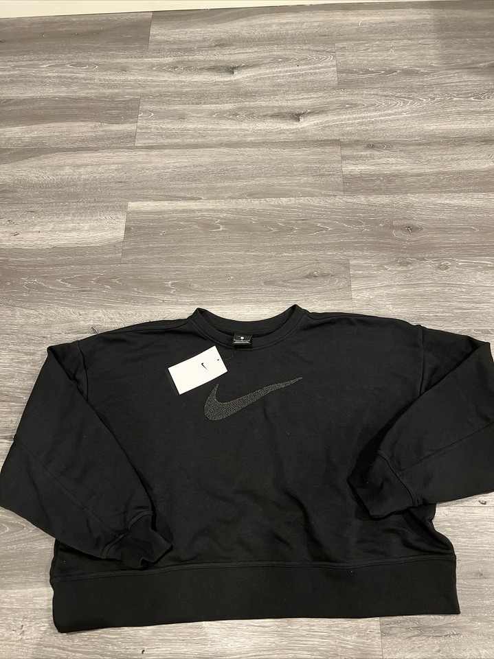 NWT Nike size L Womens Cropped Sweatshirt Long Sleeve Crew Neck ...
