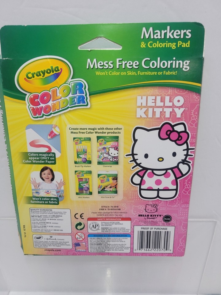 Disney Crayola Colors Wonder 4-Markers 15-Pages, HELLO KITTY, NEW OLD ...