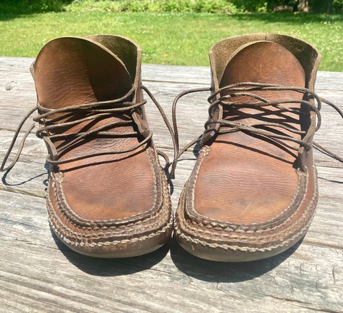1990 s Carl Dyer Leather Brown Boot 5 eye lace up Moccasins Men 10.5 ...