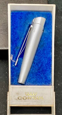 RARE & VTG CONSUL METAL GAS LIGHTER w/ITS ORIGINAL CASE, SILVER COLOR ...
