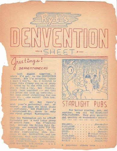 DENVENTION SHEET - 1941 Worldcon sci-fi fanzine - FORREST ACKERMAN ...