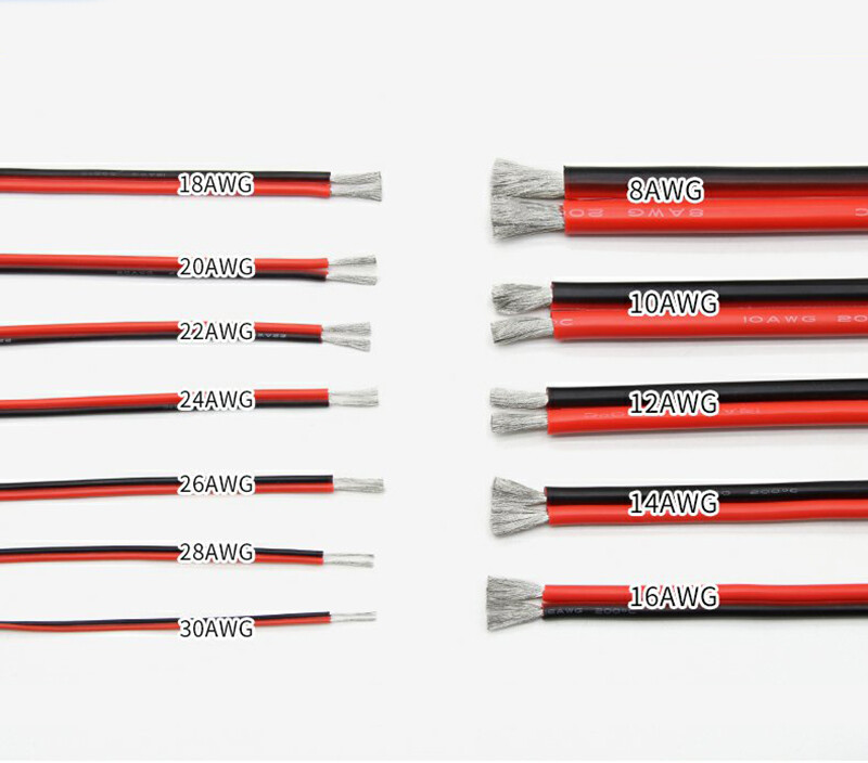 Flexible Silicone Cable Wire Stranded 8AWG~28AWG Black/Red Double ...