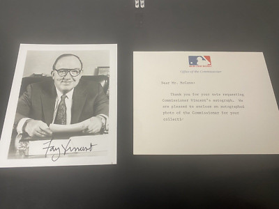Fay Vincent Signed Autographed 4x5 Photograph Plus Note MLB ...