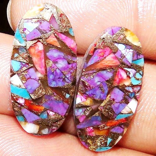 27.25Ct Copper Multi Color Turquoise Pair Green Purple Blue stone ...