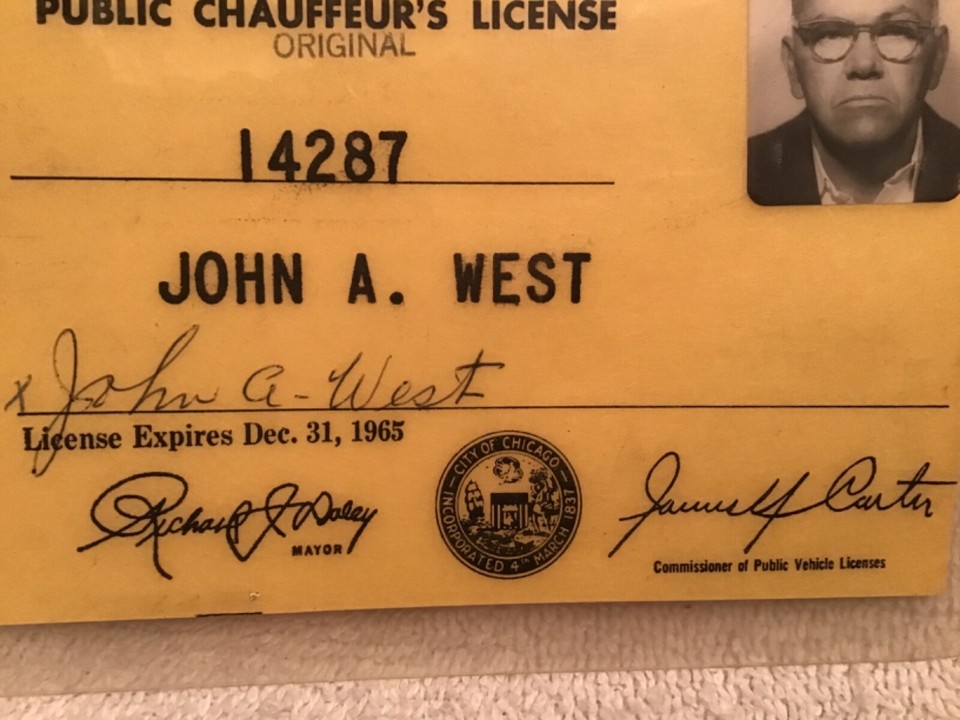 Vtg City of Chicago Public Chauffeur’s License 1965 Photo of Driver ...