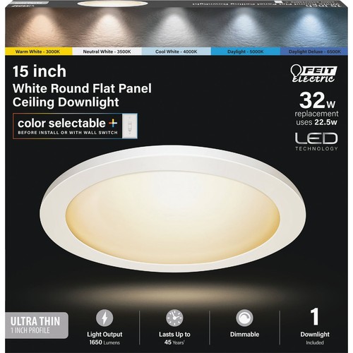 Feit Electric Edge-Lit 15 In. White Round 6-Way LED Flush Mount Light ...