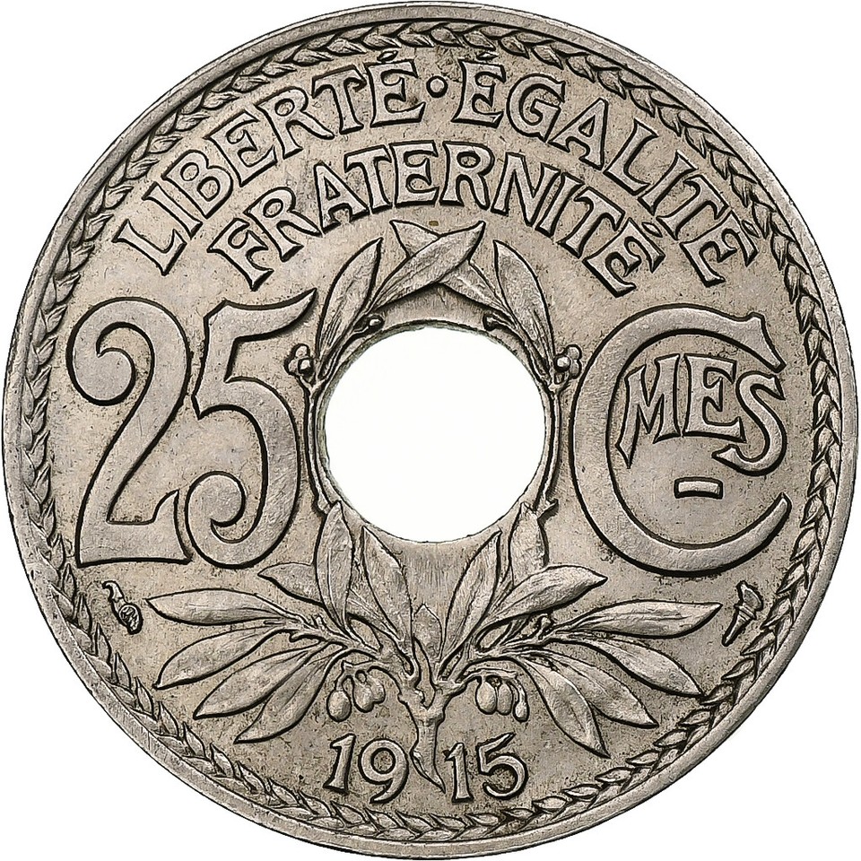 [#1274085] France, 25 Centimes, Lindauer, 1915, Paris, Souligné, Nickel ...