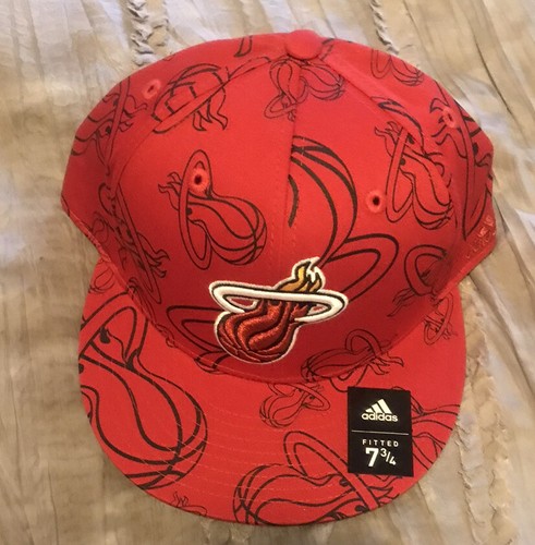 MIAMI HEAT Basketball ADIDAS All Over Print Size 7 3/4 Hat NBA Cap NEW ...
