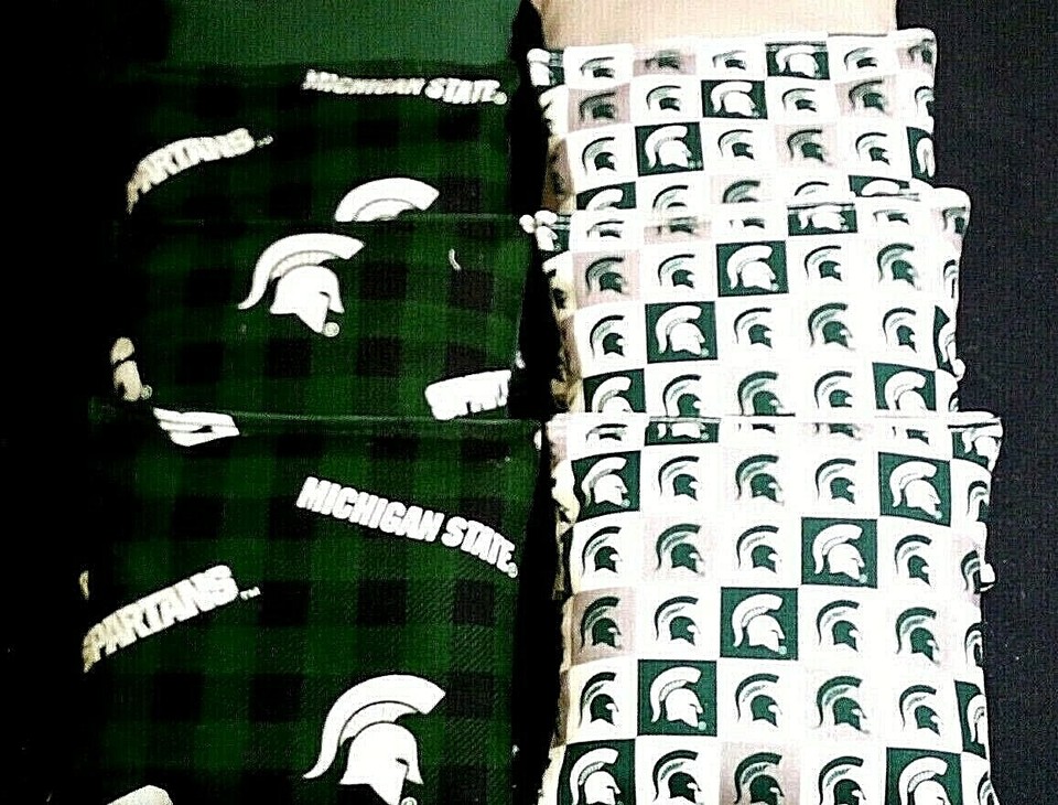 8 Cornhole Bean Bags made w MICHIGAN STATE BUFFALO PLAID University MSU ...