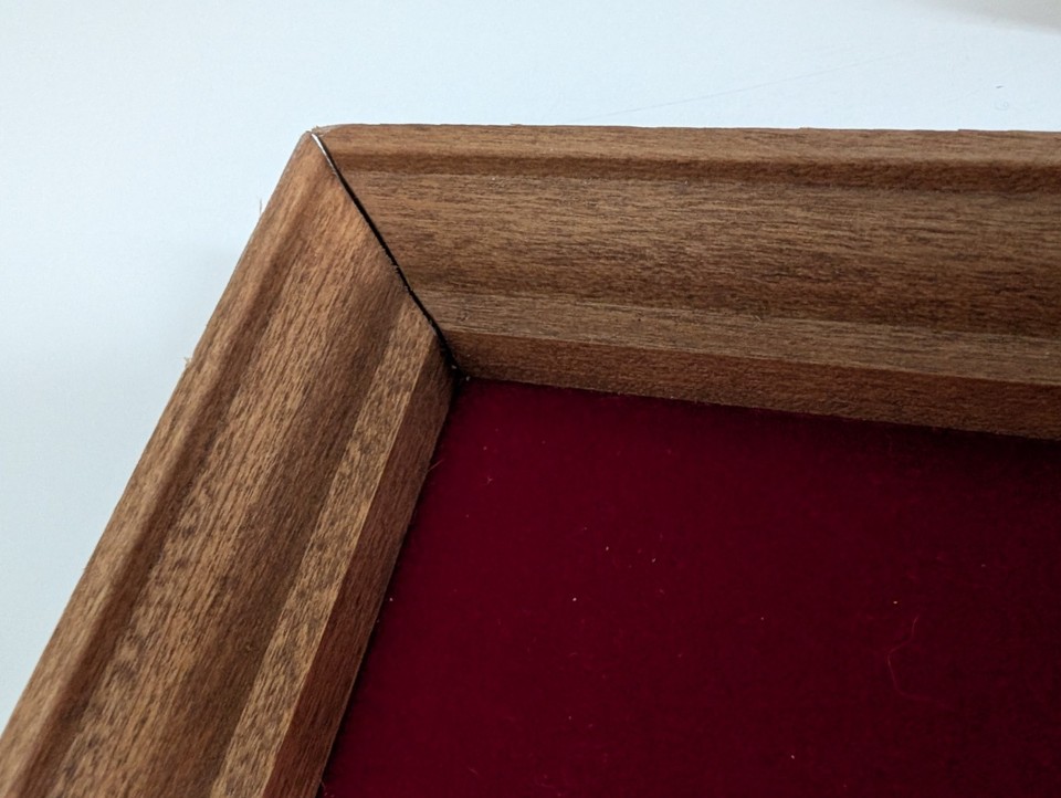 VTG wood shadow box frame red velvet backing wooden brown NO GLASS set ...
