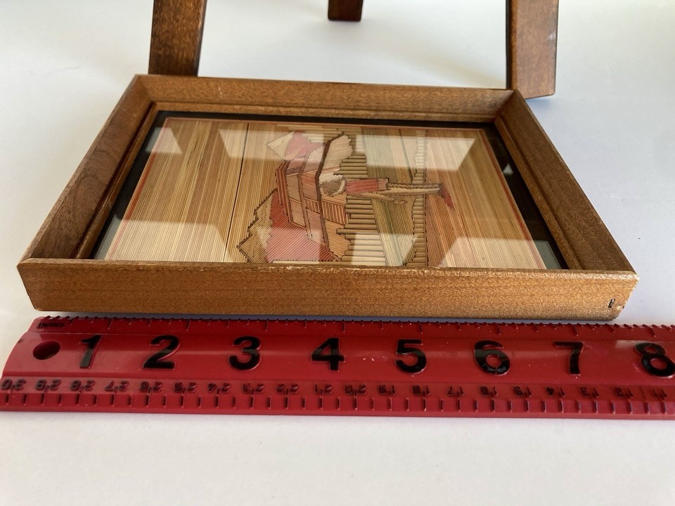 Vintage Mexican Framed Straw Art Popotillo Man In Sombrero Sarape ...