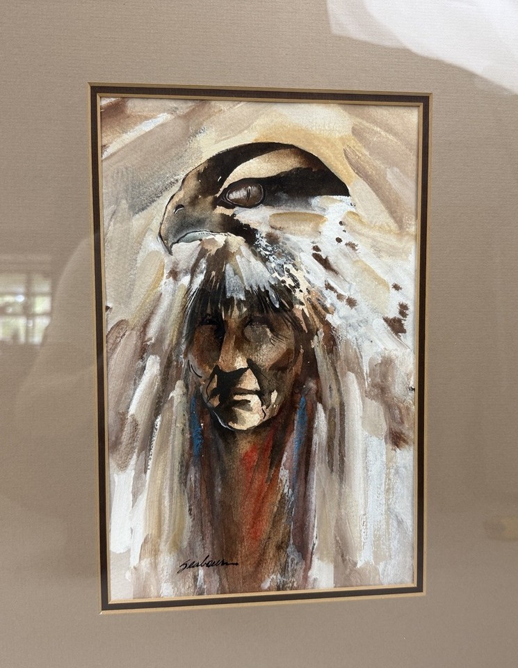 Bert Seabourn Original Watercolor Painting "Swift Hawk" Native American ...