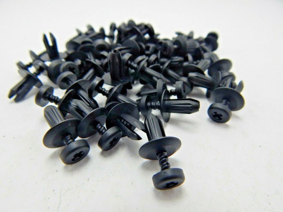 UNIVERSAL BLACK NYLON PUSH - IN RETAINERS WITH SCREW HEAD | eBay